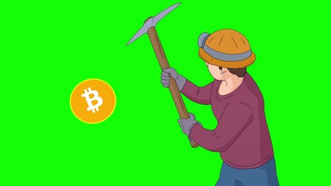 Miner Mines Bitcoin 2d Animation On Stock Footage Video (100% Royalty ...