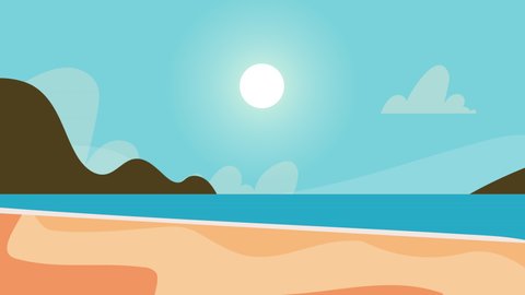 Seascape Beach Day Scene Animation 4k Stock Footage Video (100% Royalty ...