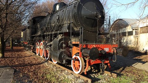 Antique Steam Locomotive Wagons On Railway Stock Footage Video (100% ...