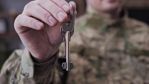 Close View Satisfied Man Soldier Wearing Stock Footage Video (100% ...