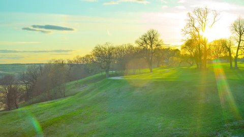 Sunset Spring Park Panoramic Timelapse Stock Footage Video (100% ...