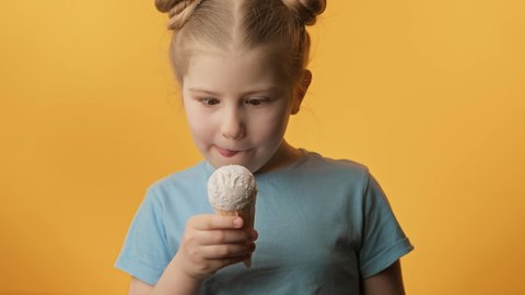 Toothless Girl Eating Ice Cream Cone Stock Footage Video (100% Royalty ...