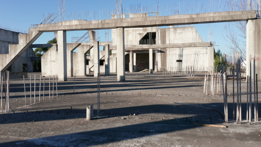 reinforced concrete walls beams columns protruding Stock Footage Video ...