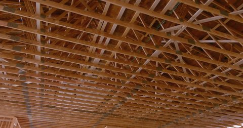 Construction Detailed Wooden Roof Overlap Construction Stock Footage ...