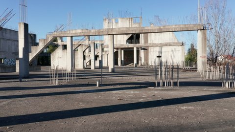 Reinforced Concrete Walls Beams Columns Protruding Stock Footage Video ...