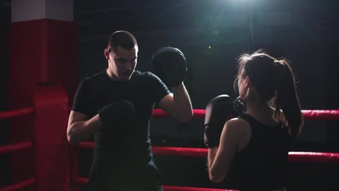 Young Woman Long Hair Training Boxing Stock Footage Video (100% Royalty ...