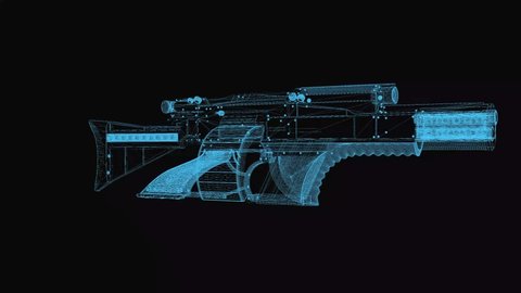 Futuristic Submachine Gun Wireframe Scheme 3d Stock Footage Video (100% ...