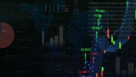 Animation Financial Data Graphs Over Black Stock Footage Video (100% ...