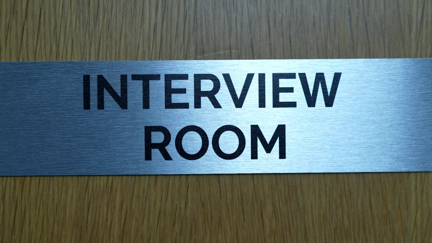 interview room sign behind scenes Stock Footage Video (100% Royalty ...