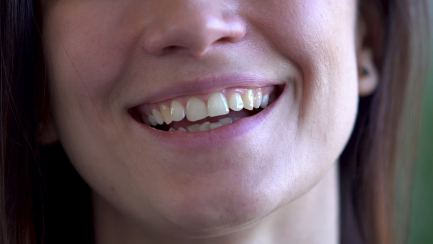 smile healthy teeth concept smiling female Stock Footage Video (100% ...