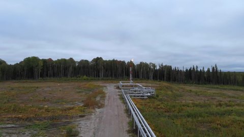 Drone Flying Over Gas Pipeline Flaring Stock Footage Video (100% ...