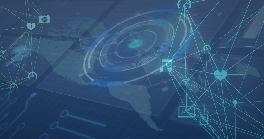 animation network connections over world map Stock Footage Video (100% ...