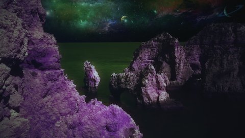 Alien Planet Ocean Landscape Planets Space Stock Footage Video (100% ...