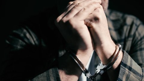 Scared Man Handcuffs Interrogated By Police Stock Footage Video (100% ...