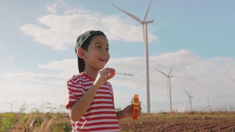 Asian Boy Child Play Freedom Windmill Stock Footage Video (100% Royalty ...