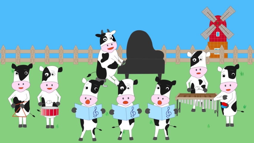 cows singing songs playing musical instruments Stock Footage Video (100 ...