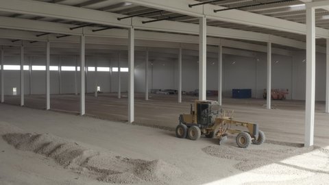 Indoor Warehouse Construction Drone Docks Columns Stock Footage Video ...