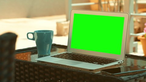 Laptop Mockup Green Screen On Home Stock Footage Video (100% Royalty ...