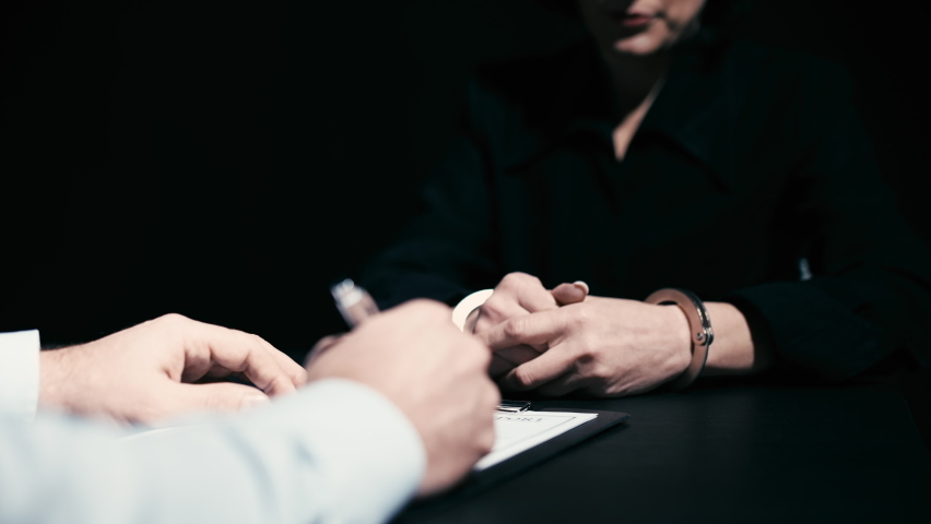 arrested crime suspect handcuffs testifying police Stock Footage Video ...