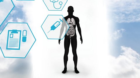 Animation Medical Icons Over Human Body Stock Footage Video (100% ...