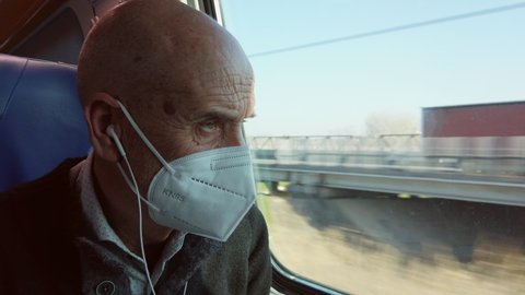 Closeup Old Man Looking Out Train Stock Footage Video (100% Royalty ...