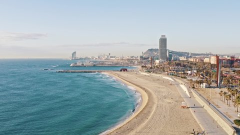 Wide Angle Panoramic Aerial View Barcelona Stock Footage Video (100% ...