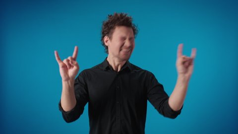 Portrait Crazy Male Rocker Screaming Dancing Stock Footage Video (100% ...
