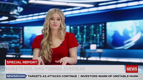 Tv Live News Program Female Presenter Stock Footage Video (100% Royalty ...