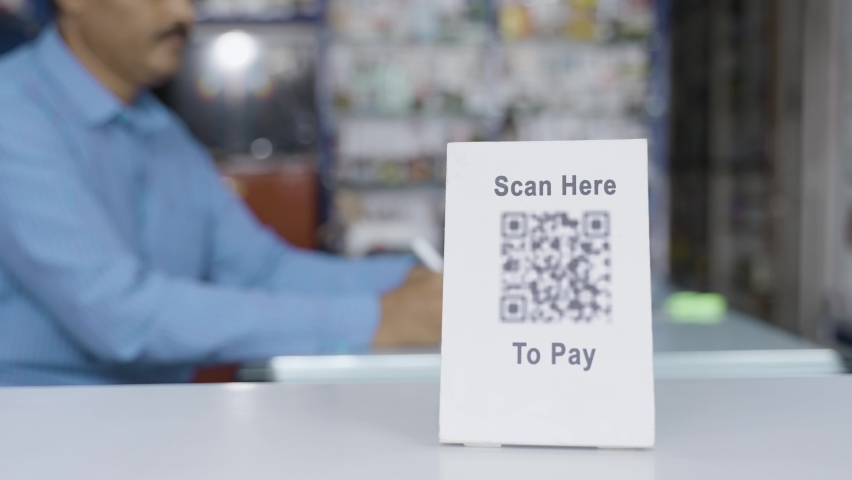 Handheld Shot Scan Here Pay Sign Stock Footage Video (100% Royalty-free ...