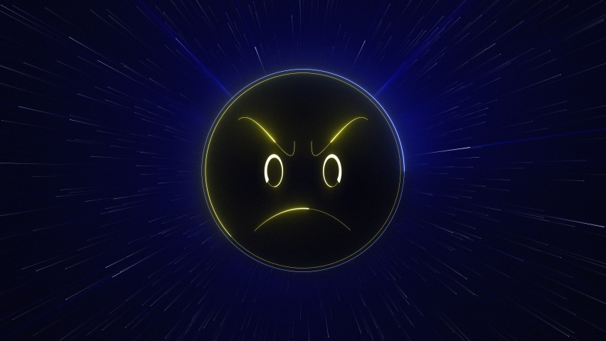 angry face emoji neon background still Stock Footage Video (100% ...