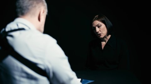 Police Investigator Questioning Female Witness Victim Stock Footage ...