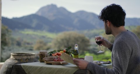 Man Sitting Outdoor Restaurant Table Stock Footage Video (100% Royalty ...