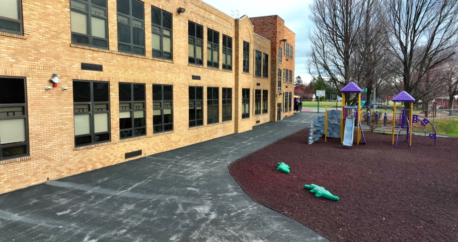 aerial two story yellow brick school Stock Footage Video (100% Royalty ...