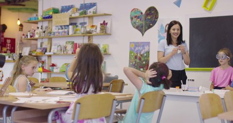 4k Pupils Carrying Out Experiment Science Stock Footage Video (100% ...