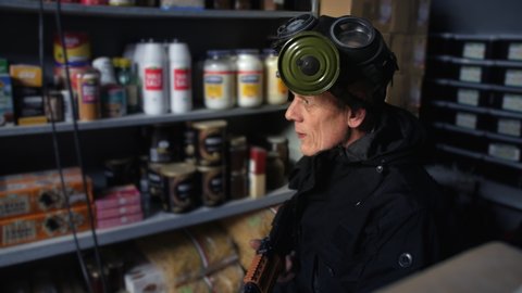 Pensive Doomsday Prepper Sitting Alone Nuclear Stock Footage Video (100 ...