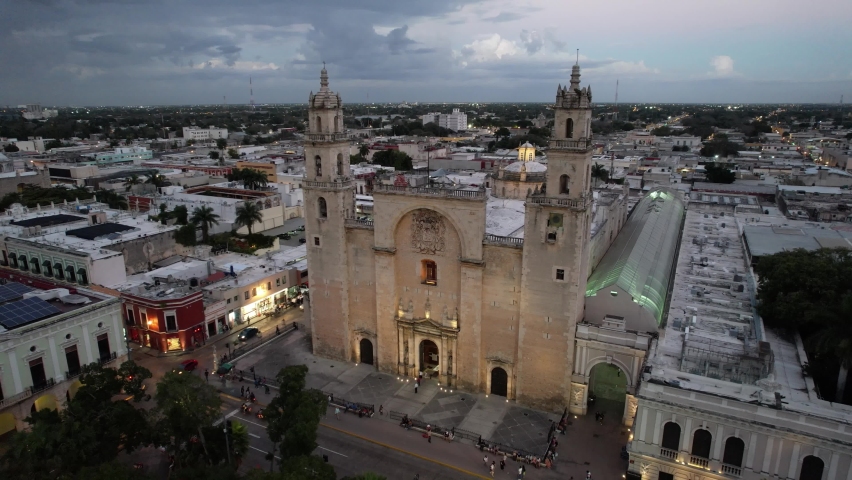 merida 4k drone flight yucatan mexico Stock Footage Video (100% Royalty ...