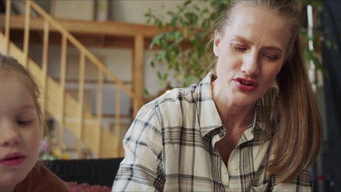 Child Visiting Aunt They Draw Pencils Stock Footage Video (100% Royalty ...