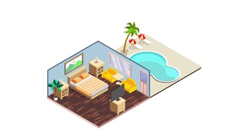 Luxury Bedroom Animation Swimming Pool Facility Stock Footage Video ...