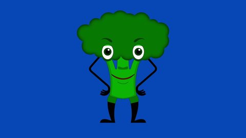 Cartoon Broccoli Talking Loop Alpha Channel Stock Footage Video (100% ...