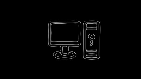 White Linear Computer Silhouette Picture Appears Stock Footage Video ...