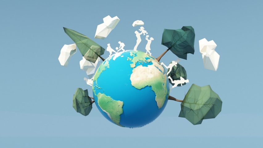 3d rendering animation.Clean energy concept on World Environment Day or ...