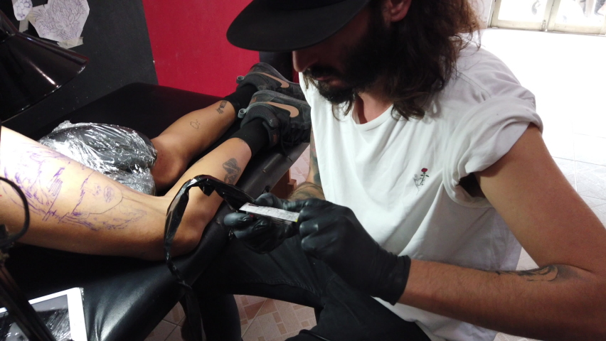 Close View Tattoo Artist Getting Ready Stock Footage Video (100% ...