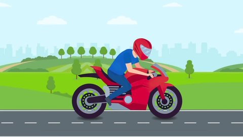 Biker Riding On Bike Helmet Animated Stock Footage Video (100% Royalty ...