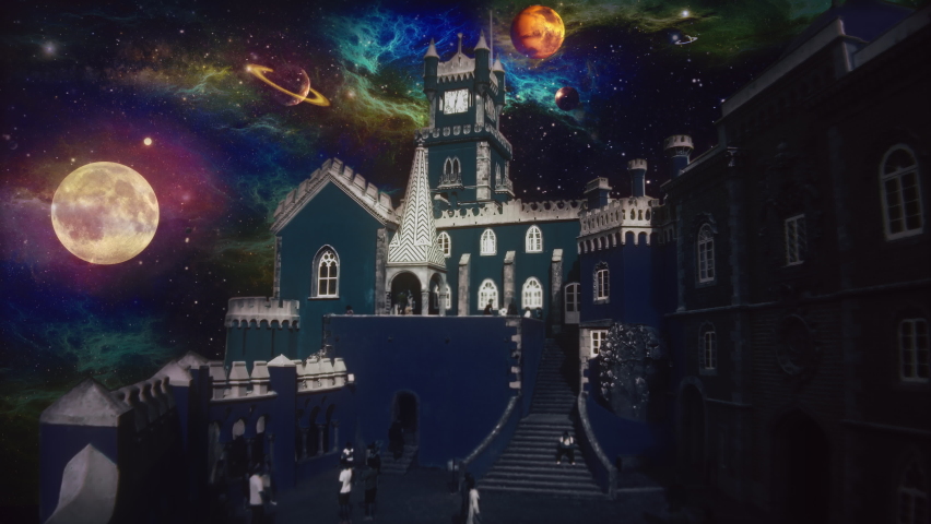 Castle Space People Walking Inside Walls Stock Footage Video (100% ...