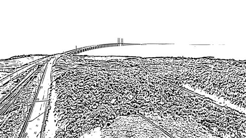 Sketch Doodle Style Oresund Bridge Long Stock Footage Video (100% ...