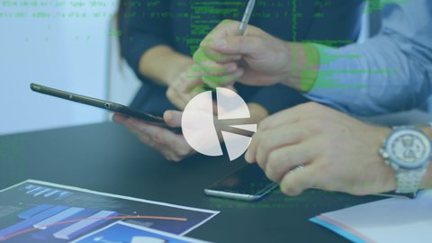 Animation Data Processing Diagram Over Diverse Stock Footage Video (100 ...