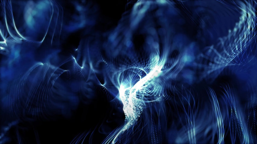 Looping Glow Blue abstract 3D Chaotic form wave particlesshape bg. Loop ...