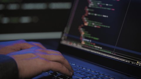 Programmers Hands Laptop Keyboard Closeup Working Stock Footage Video ...