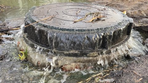 Water Breaks Manhole Stock Footage Video (100% Royalty-free) 1089109025 ...