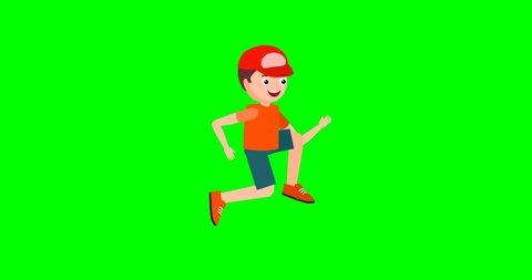 Running Boy 2d Animation Green Screen Stock Footage Video (100% Royalty ...